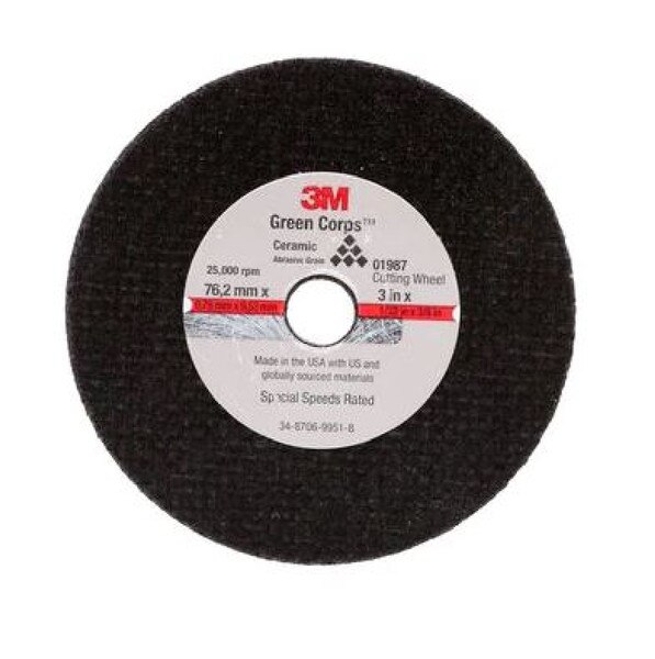 3M Cut-Off Wheel, Type 1, Green Corps Series, General Purpose, Aluminum Oxide (A/O)