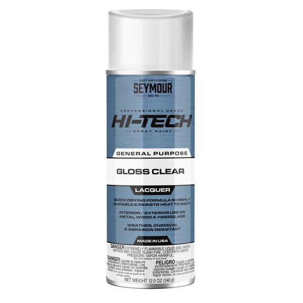Seymour Hi-Tech Lacquer Spray Paint, Gloss Clear, 12 oz. Aerosol Can