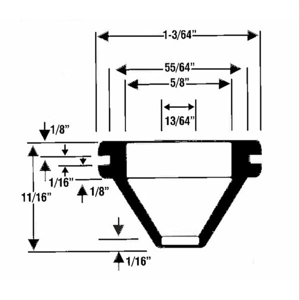 Astro Cone Grommet, 55/64" Hole, 1/16" Groove, 13/64" Opening