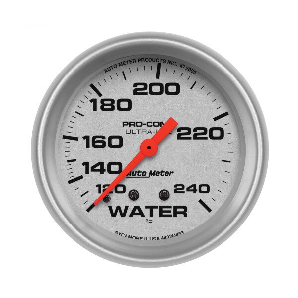 Autometer Gauge, Water Temperature, Ultra-Lite, 120-240°F, Analog, 2-5/ ...