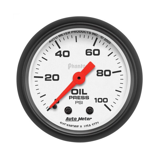 Autometer Gauge, Oil Pressure, Phantom, 0-100 PSI, Analog, 2-1/16 ...