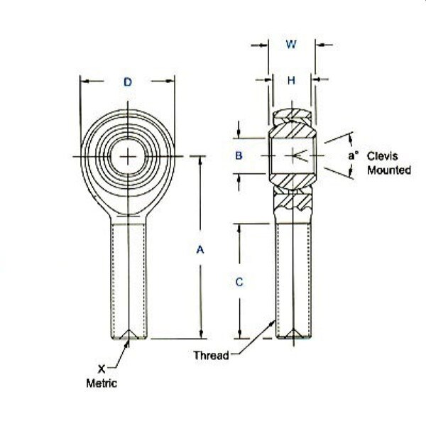 Aurora Rod End, AB Series, Steel, 3/8"-24 LH Thread, Male, 0.375" Bore ...