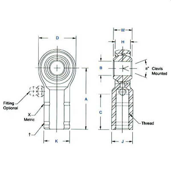 Aurora Rod End, MW Series, Steel, M10 x 1.50 RH Thread, Female, 10mm Bore