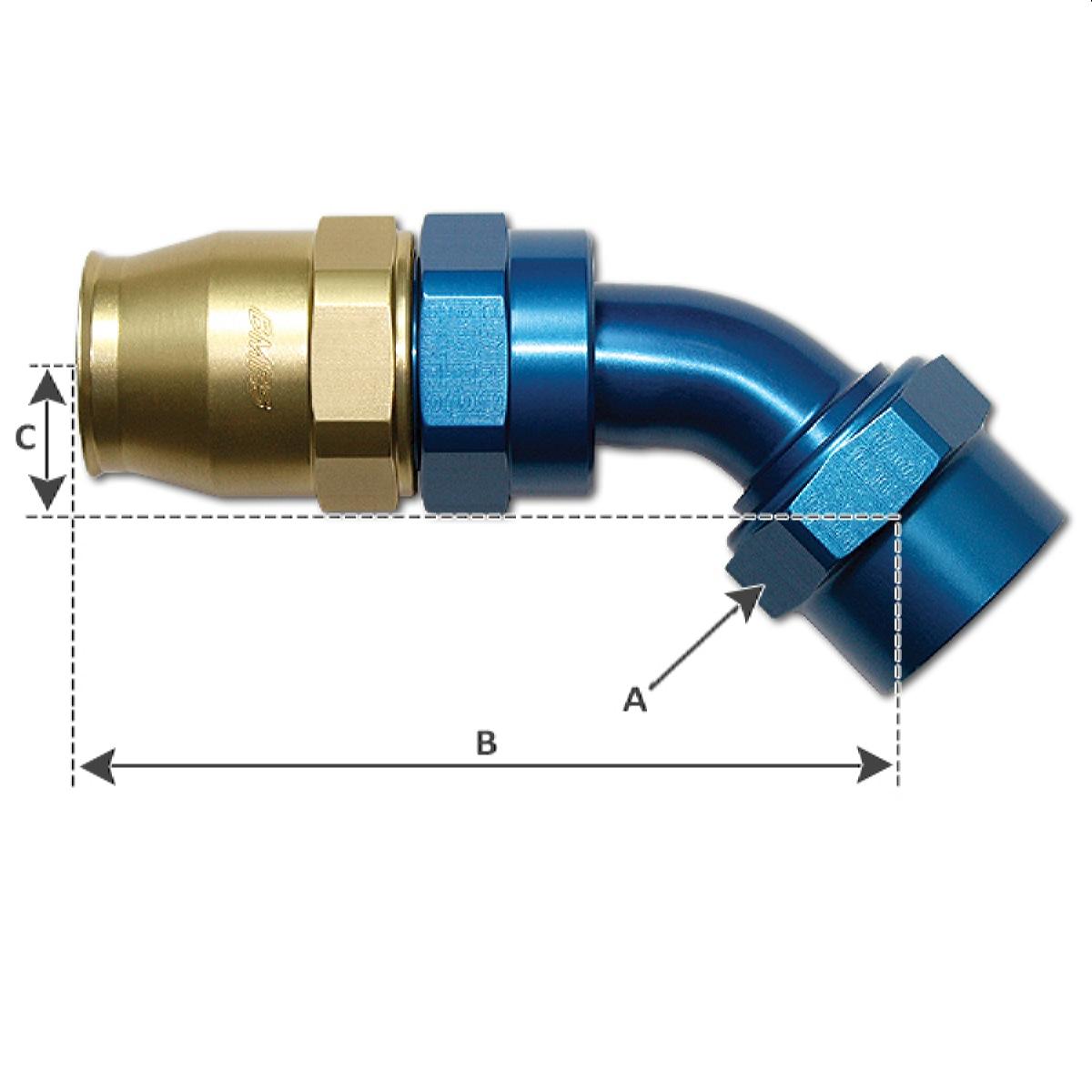 Brown & Miller Hose End, PROGold AR Reusable Series, 45 Degree, #12 AN ...
