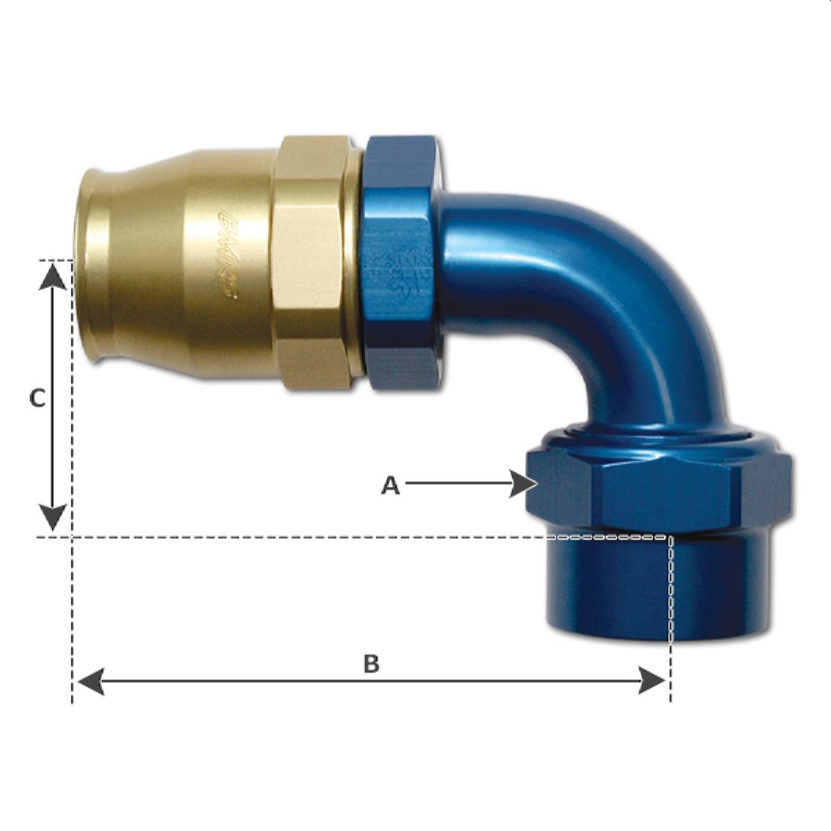 Brown & Miller Hose End, PROGold AR Reusable Series, 90 Degree, #16 AN ...