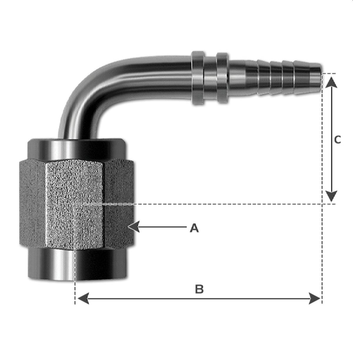 Brown & Miller Hose End, Smooth Bore Crimped Series, 90 Degree, #3 AN ...