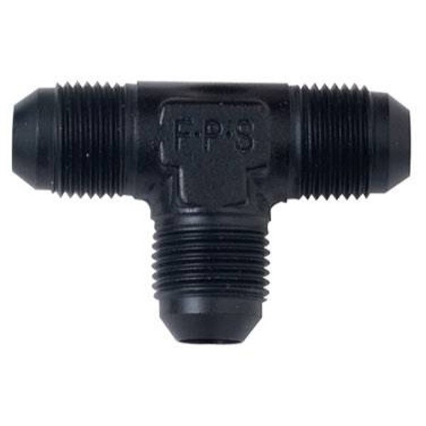 Fragola Tee Adapter, #3 AN Male x #3 AN Male x #3 AN Male, Aluminum, Black