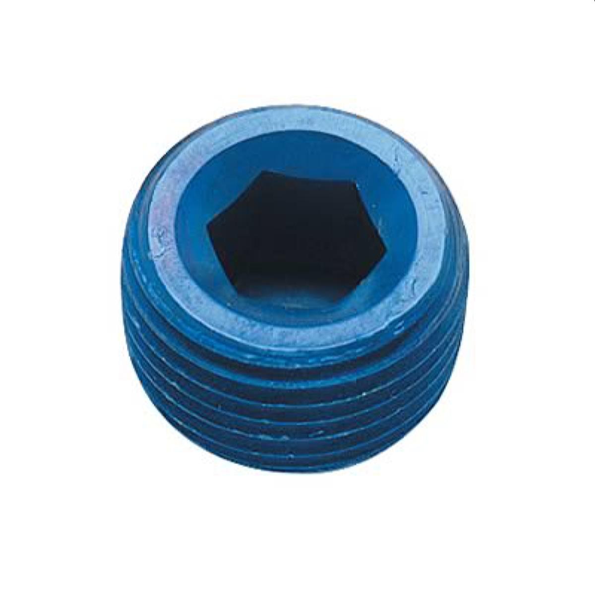 Fragola Internal Pipe Plug, 1/16" NPT Male, Aluminum, Blue