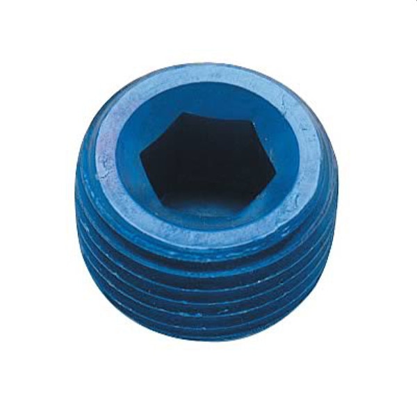 Fragola Internal Pipe Plug, 3/4" NPT Male, Aluminum, Blue