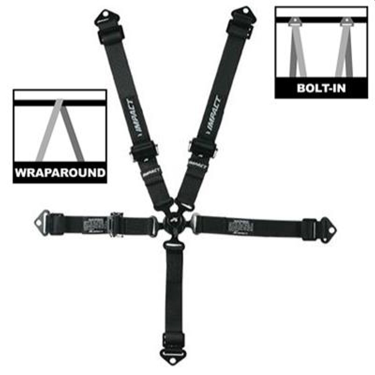 Impact Racing Seat Belt Harness, 5-Point, Camlock, Pull Down, Black ...