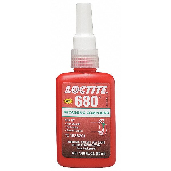 Loctite Retaining Compound, 680 Series, High Retaining Strength, Green, 50 ml. Bottle