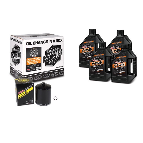 Maxima V-Twin Oil Change Kit, Quick Change, Mineral, 20W50, Black ...