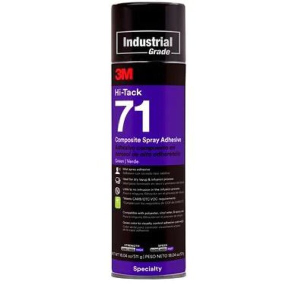 3M Composite Spray Adhesive, Hi-Tack 71 Series, Clear