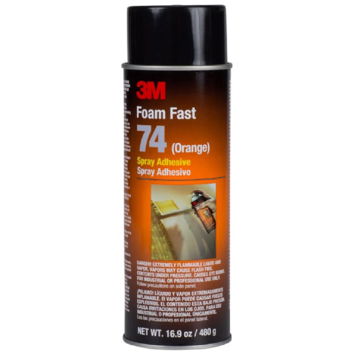 Spray Adhesive, Foam Fast 74, Orange, 24 oz. Aerosol Can