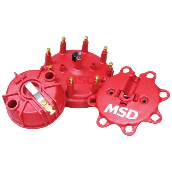 MSD Distributor Cap & Rotor Kit, HEI Style, Ford V8, Red (Large Cap)