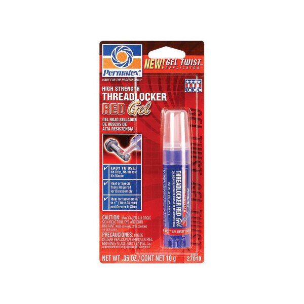 Permatex Threadlocker Gel, High Strength, Red, 10 g. Tube