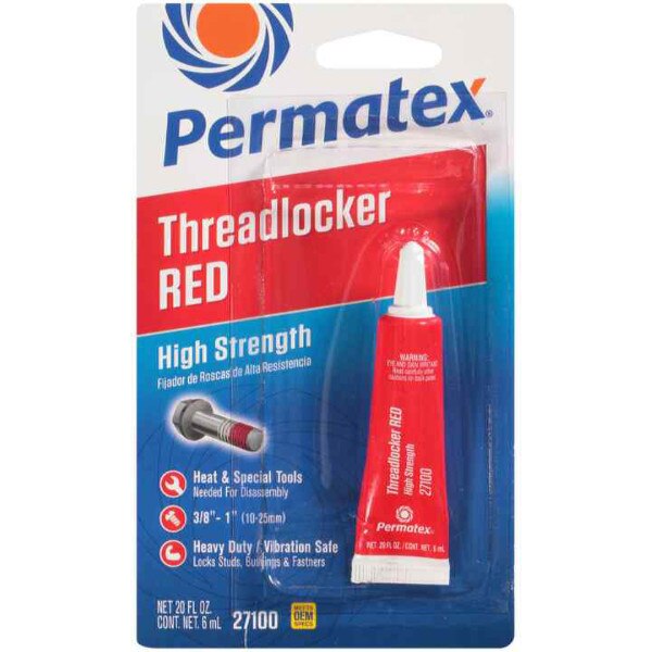 Permatex Threadlocker, High Strength, Red, 6 ml. Tube