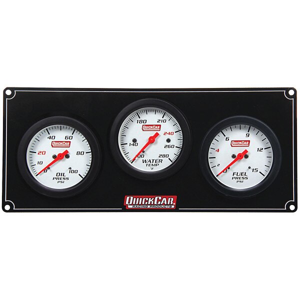 Quickcar Gauge Panel Assembly Kit, Extreme, White Face (FP - OP - WT)