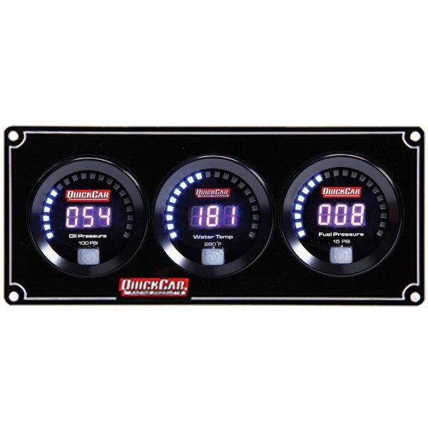 Quickcar Gauge Panel Assembly Kit, Digital, Black Face (OP - WT - FP)