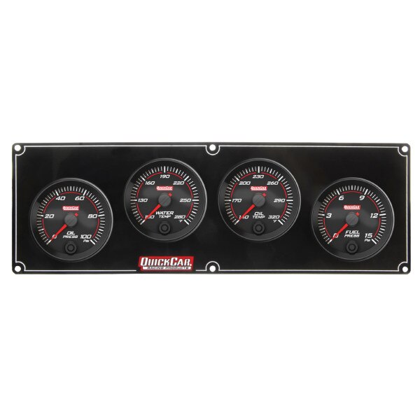 Quickcar Gauge Panel Assembly Kit, Redline, Black Face (OP - WT - FP-OT)
