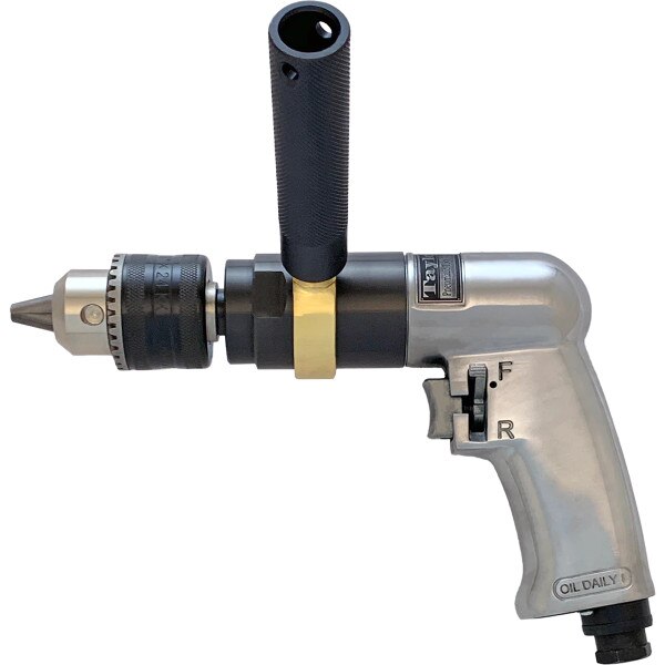 Taylor Pneumatic Drill, Pistol Grip, Reversible, 1/2" Chuck Size, 800 RPM